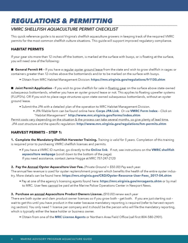 VMRC REQUIREMENTS – VIMS MAP – VASG Aquaculture Tool